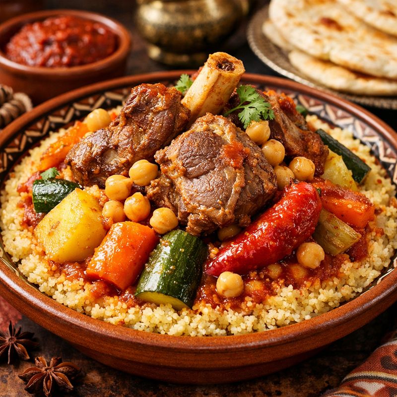 Couscous Tunisien à lAgneau - Recette Authentique Traditionnelle ...